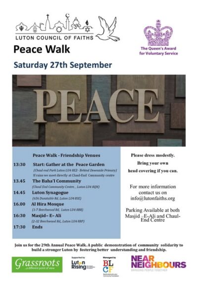 Luton Annual Peace Walk 27th September 2025 - Churches Together In Luton